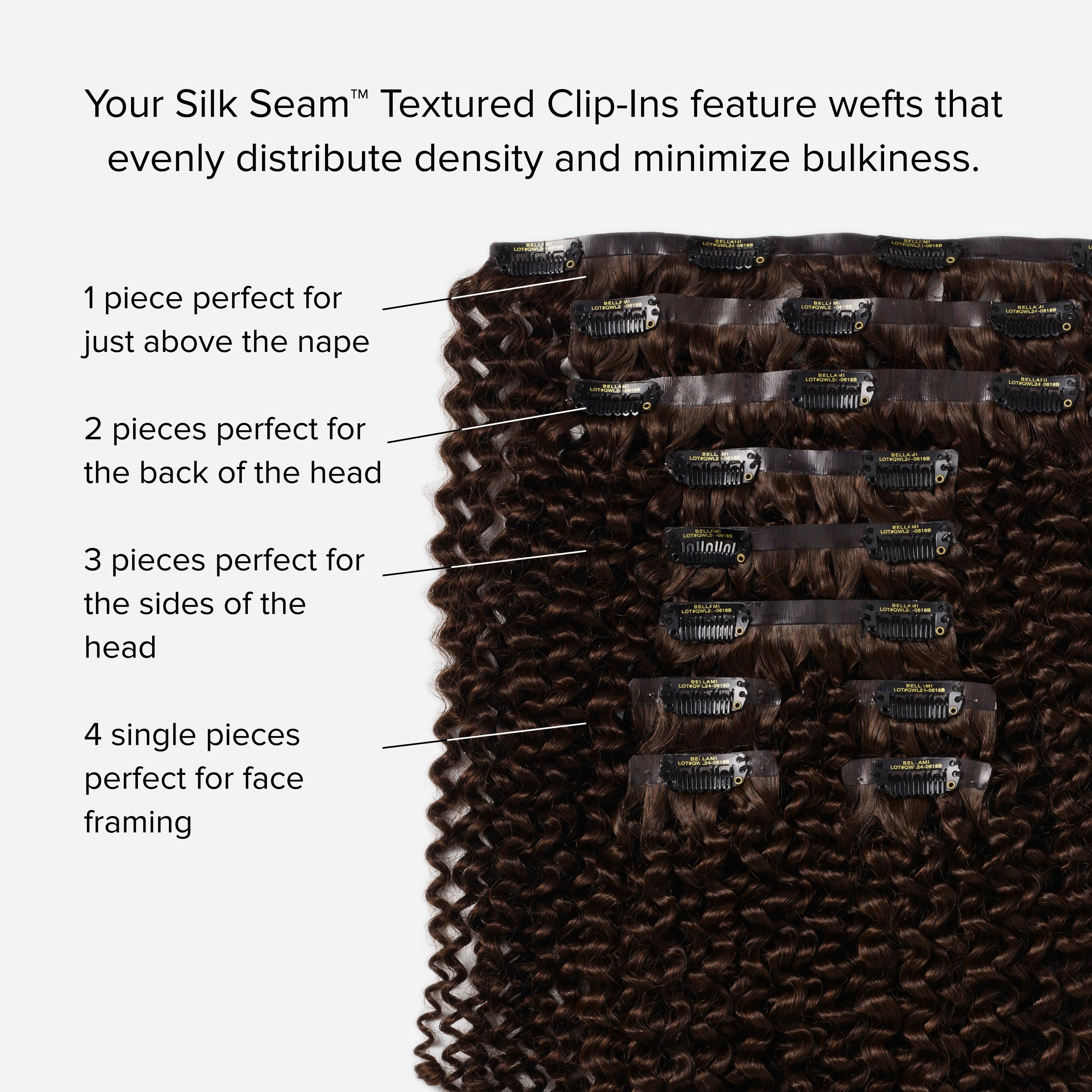 Silk Seam™ Textured Clip-In, Dark Brown/Ash Brown 3C – BELLAMI Hair